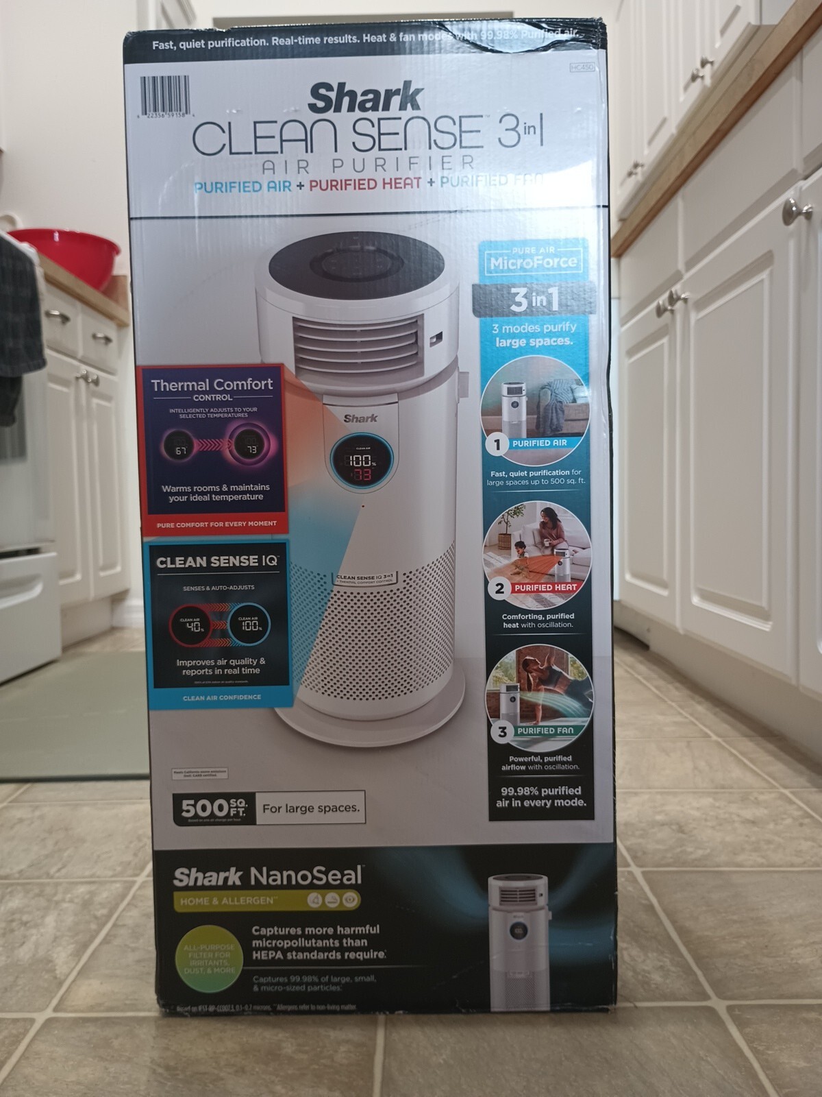 Shark 3-in-1 Air Purifier Heater & Fan with NanoSeal HEPA HC450 White ...