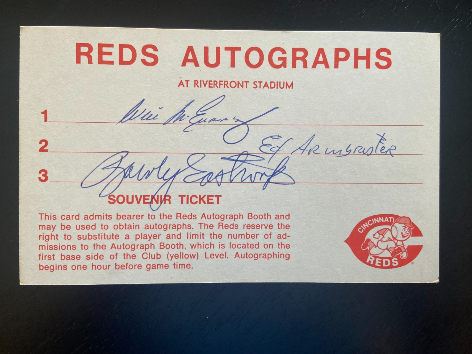1970s Cincinnati Reds Big Red Machine Stadium Autograph Booth Card | eBay