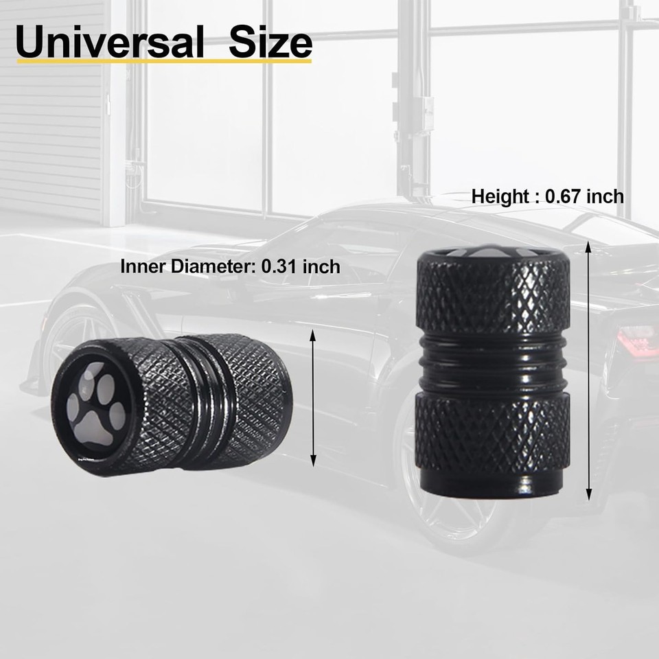Car Tire Valve Stem Caps, 5 Pack Dog Paw Design, Paw, Black | eBay