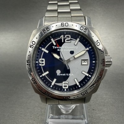 Orient Town & Country Dive Watch Men 40mm Black Dial Steel Date Round ...
