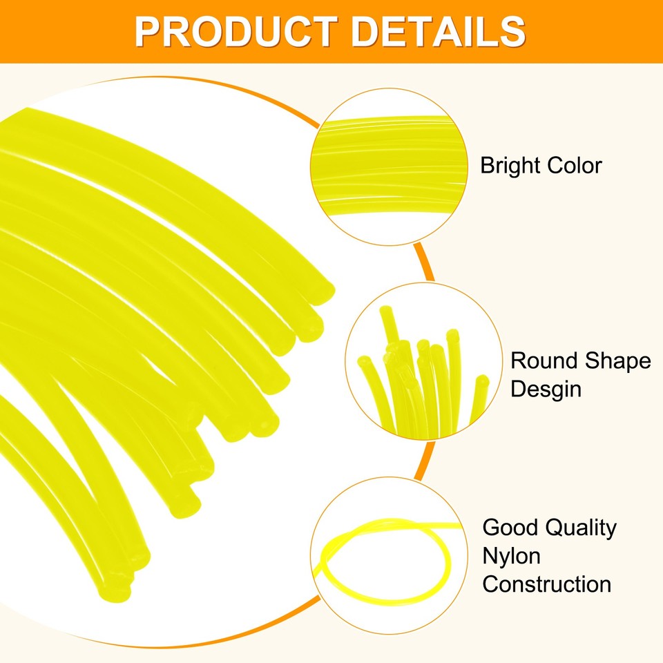48Pcs 47x0.4cm Pre-Cut Trimmer Line Replacement Round Nylon Line Yellow ...