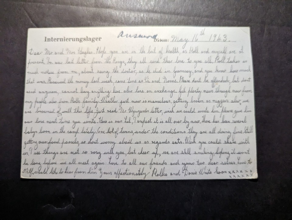 1943 Germany Internment Camp Postcard Cover to Guernsey Channel Islands ...