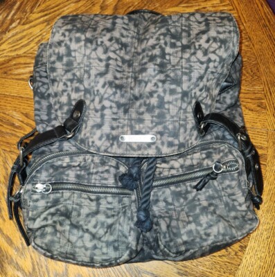 ROXY Backpack Drawstring Purse Black & Brown Roomy Lots of Pockets ...