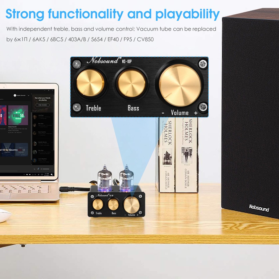 Nobsound Mini Vacuum Tube Preamp Tone Control Bass Stereo Audio ...