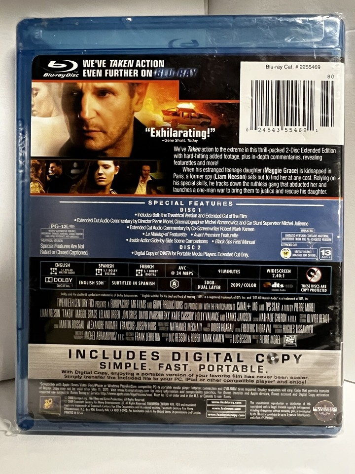 Taken (Blu-ray Disc, 2009, 2-Disc Set, Extended Cut; Includes Digital ...