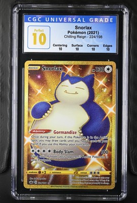 CGC PERFECT 10 2021 Pokemon Swsh Chilling Reign Full Art/Snorlax #224 ...