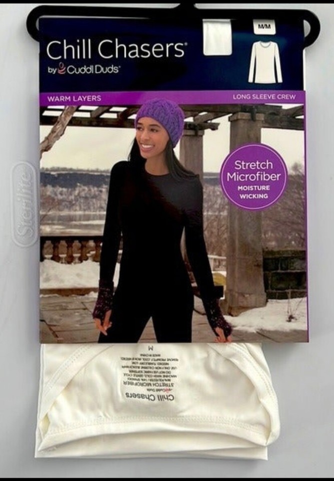 Cuddl Duds Chill Chasers Stretch Microfiber Long Sleeve Crew Top CD8485 ...