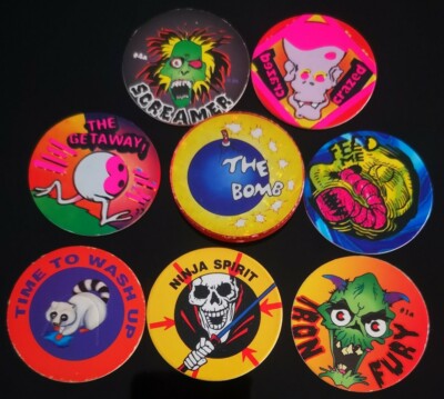 Rare Set 7X 1994 POGS MILK CAPS 1 SLAMMER / BOMB NINJA SPIRIT IRON FEED ...