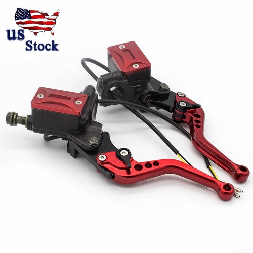 Aluminum Red Motorcycle Lever Handle Hydraulic clutch Brake Pump Master ...