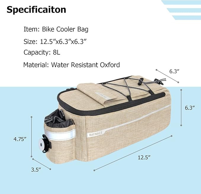 BIKE TRUNK BAG Cooler Pannier with Tail Light Bicycle Rear Rack RAYMACE ...