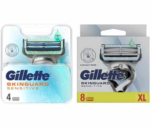 Gillete Skinguard Sensitive Blades 4, Blades 8(XL) Mens Razor Blad ...