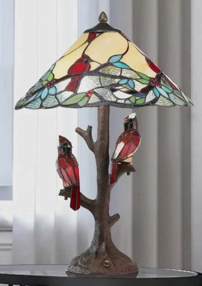 Stained glass cardinal lamp | eBay