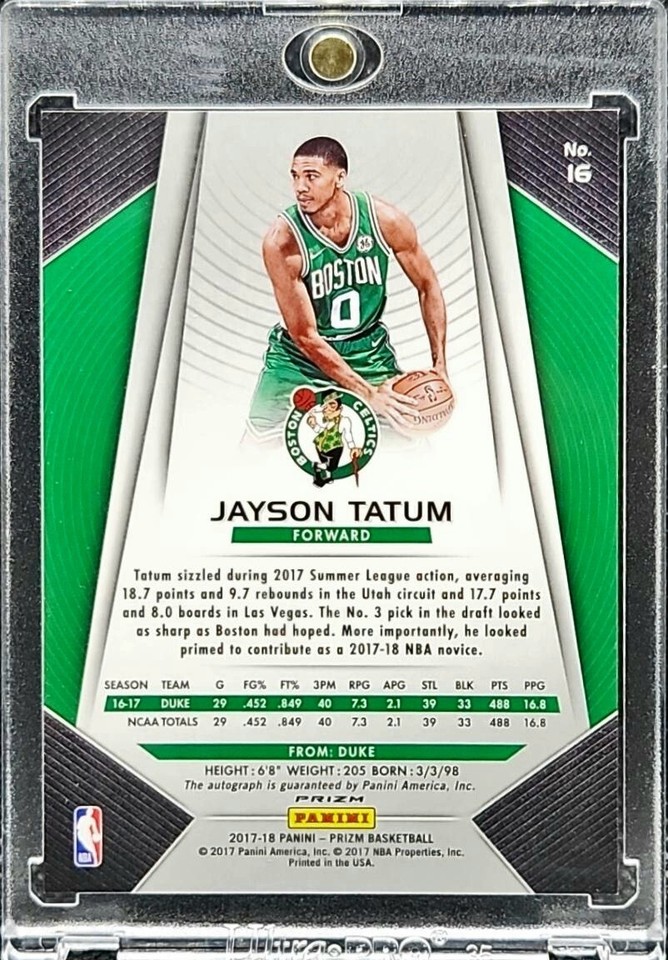 2017-18 Panini Prizm Jayson Tatum Silver Prizm Auto Rookie RC Celtics ...
