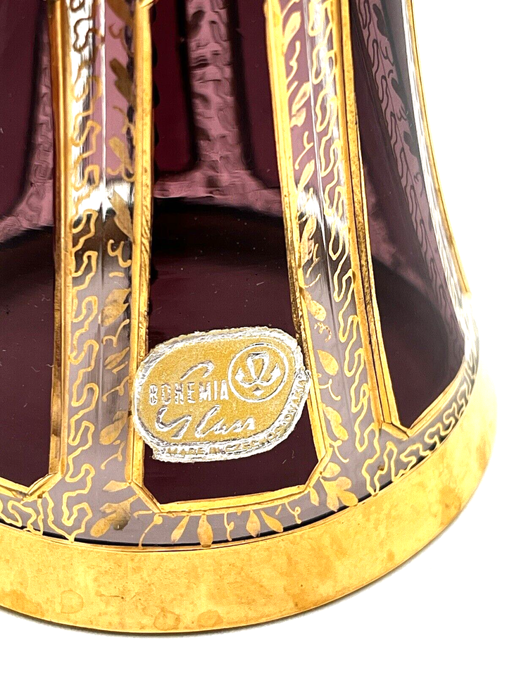 Vintage Bohemian Moser Style Glass Bell-Amethyst Cabochon Panel 5" #1 ...