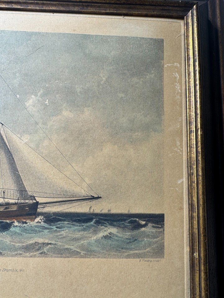 Antique 1840 Knell & Fielding "A Sloop Of War Brig" Color Lithograph ...