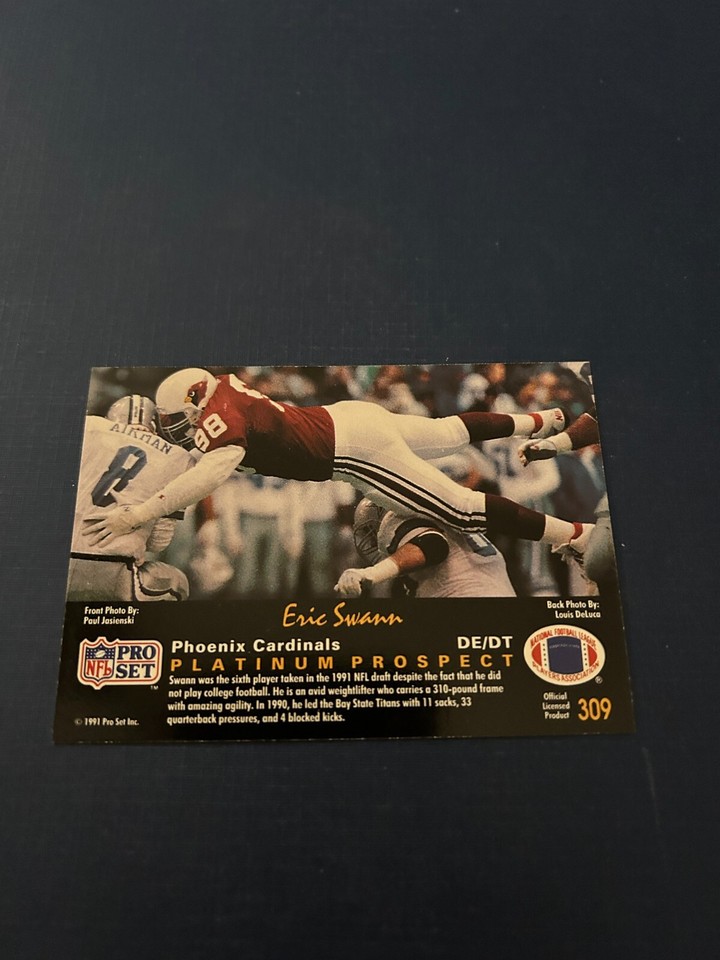 1991 Pro Set Platinum Football Eric Swann Rookie Card #309 Set Break NM ...