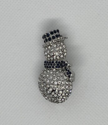 Talbots Snowman Rhinestone Hat Silvertone Christmas Brooch Pin | eBay