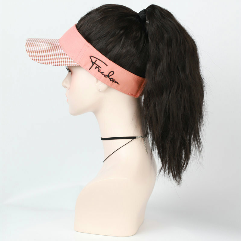 Backless Baseball Caps with Ponytail Hair Wigs for Girls Hat Wigs Sun ...