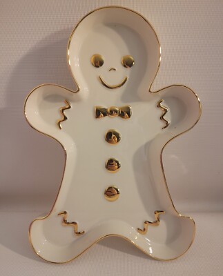 Vintage Lenox Gingerbread Man 9.75" Serving Candy Nut Dish Gilding ...