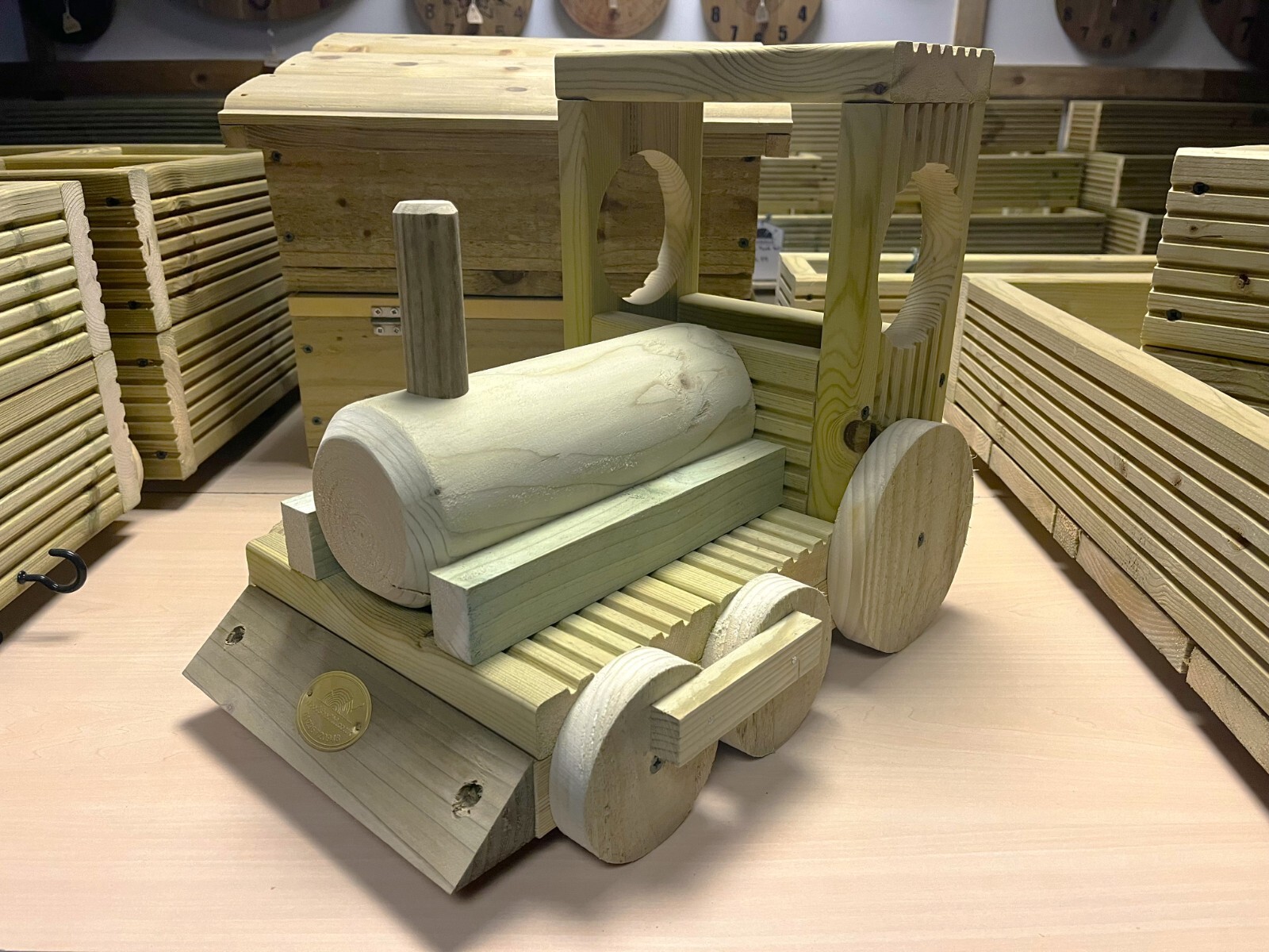 Train Steam Engine Wooden Decking Garden Herb Planter Plant Pot ...