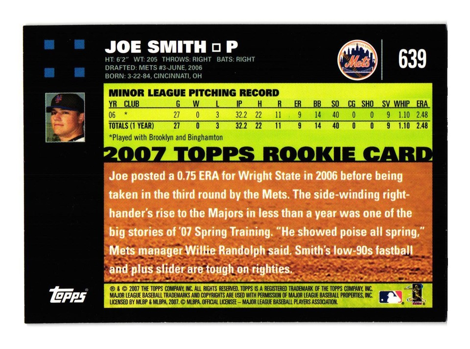 2007 Topps Gift Sets New York Mets #639 Joe Smith New York Mets | eBay