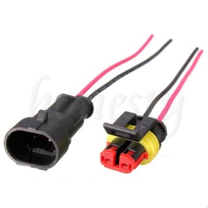 Two set 2 Pin Way Sealed Waterproof Electrical Wire Connector Plug Car ...