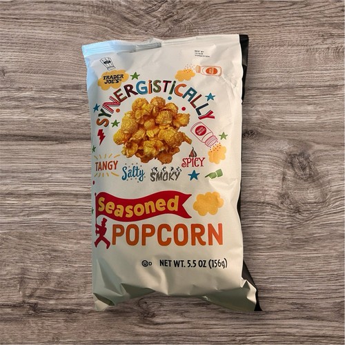 Trader Joe's Synergistically Seasoned Popcorn tangy salty smoky & spicy ...