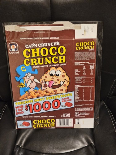Vintage 1985 Quaker Cap'n Crunch Choco Crunch Cereal Box Treasure Hunt ...