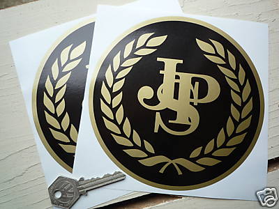 JOHN PLAYER SPECIAL JPS Garland Style Round STICKERS 6" Pair F1 Lotus ...