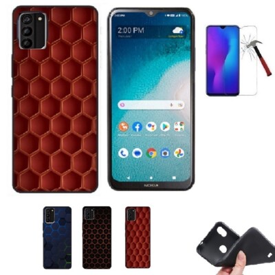 Phone Case for Nokia C300, Flexible TPU Gel Honeycomb Design + Tempered ...