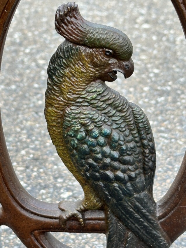 RARE Bradley and Hubbard cast iron parrot door stop in original paint ...