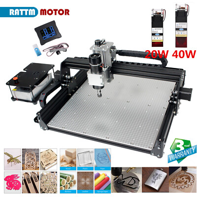 CNC 4540 Router Aluminum Table 500W Engraving Machine+20W/40W Laser ...