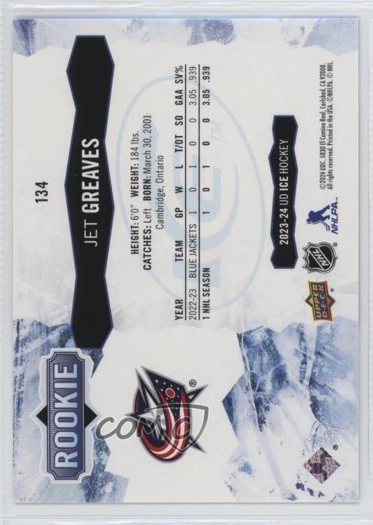 2023-24 Upper Deck Ice Rookies Purple Jet Greaves #134 Rookie RC | eBay