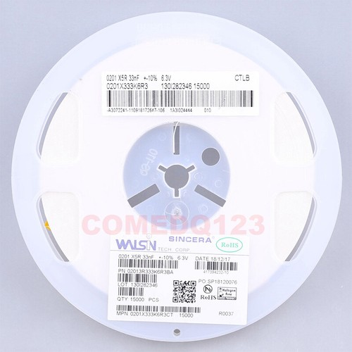 15000PCS/Reel 0201 33nF 6.3V X5R ±10% 0201X333K6R3CT Walsin Ceramic ...