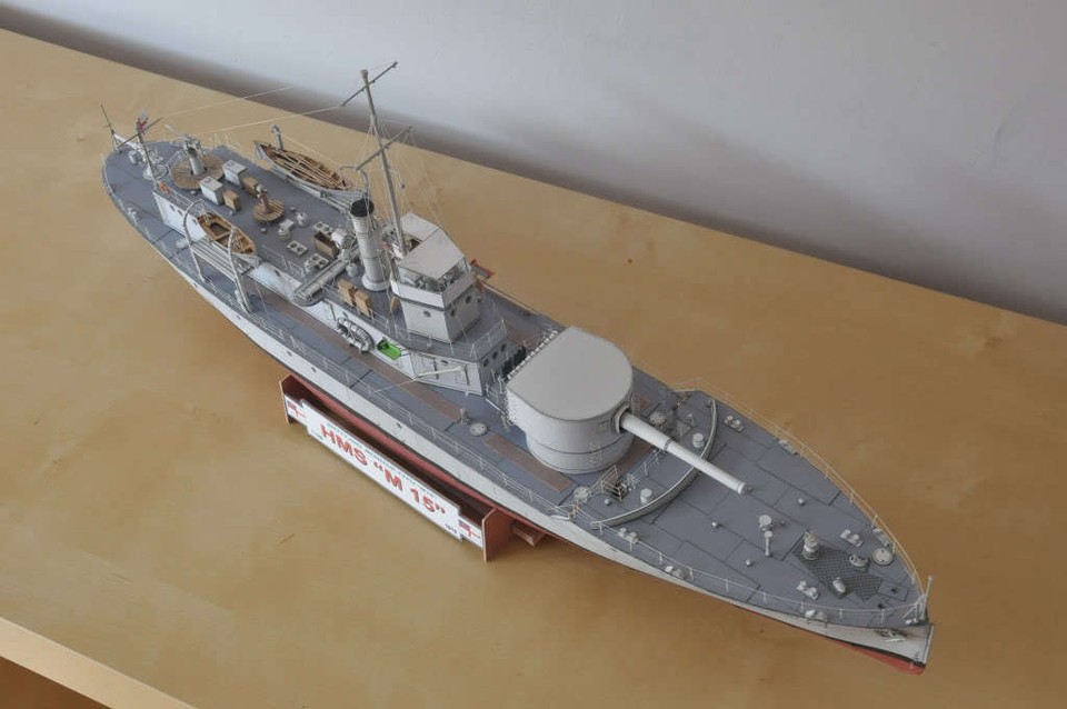 1:100 British Royal Navy HMS M15 M15-class monitor DIY Handcraft Paper ...