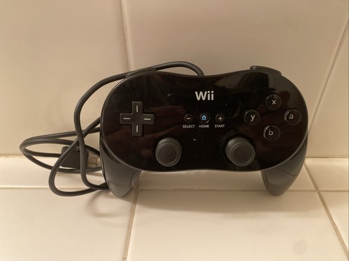Official Nintendo Wii Pro Controller Classic Black RVL-005 OEM Tested ...