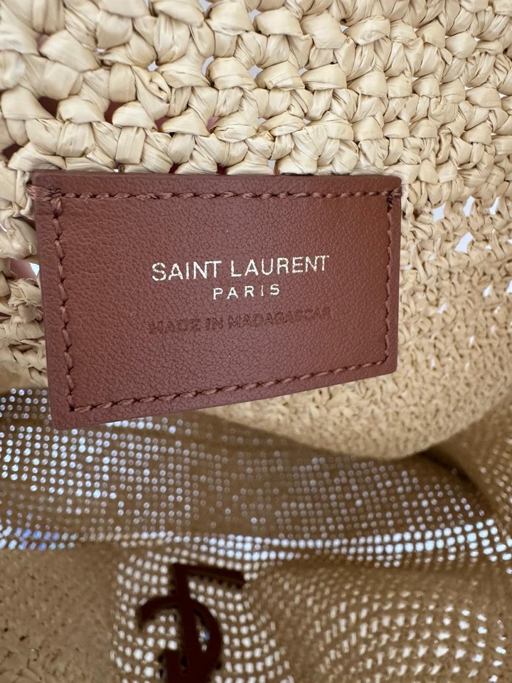 YSL ICARE IN RAFFIA BAG MAXI SHOPPING BAG NATUREL AND BROWN GOLD | eBay