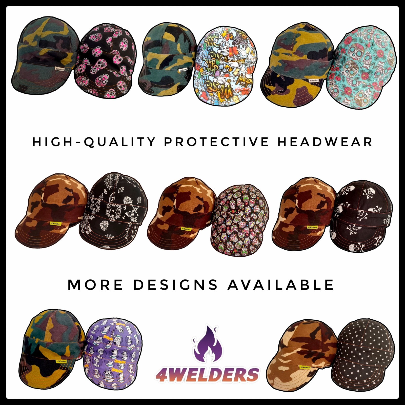 PREMIUM Reversible Skulls Welder Hat Welder Cap Welding Cap Various ...