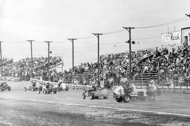 Andy Van Huesen spins machine Midget car race Islip Speedway Old Photo ...