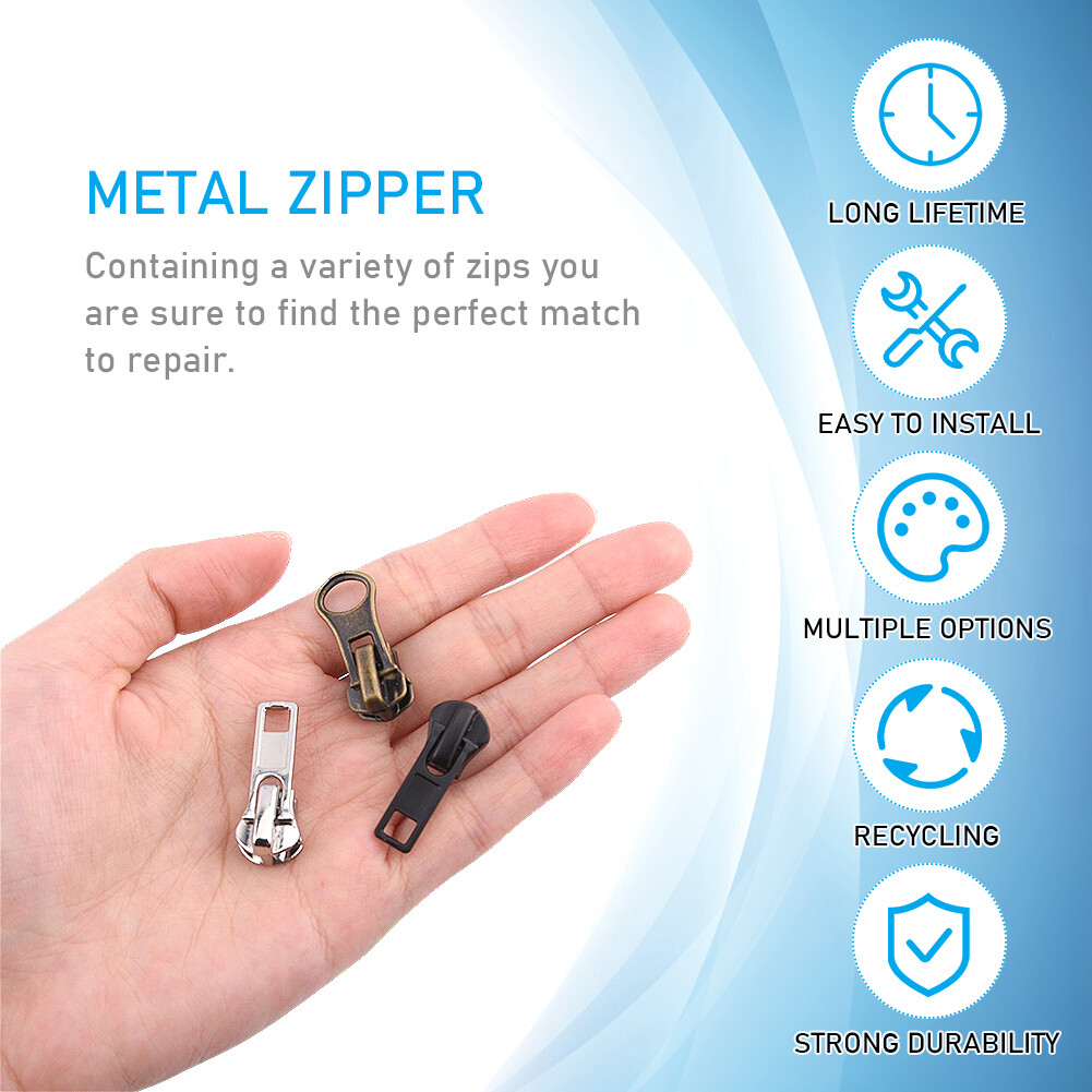 57pcs Dressmaking For Jacket Bag DIY Replacement Zipper Zip Repair Set ...