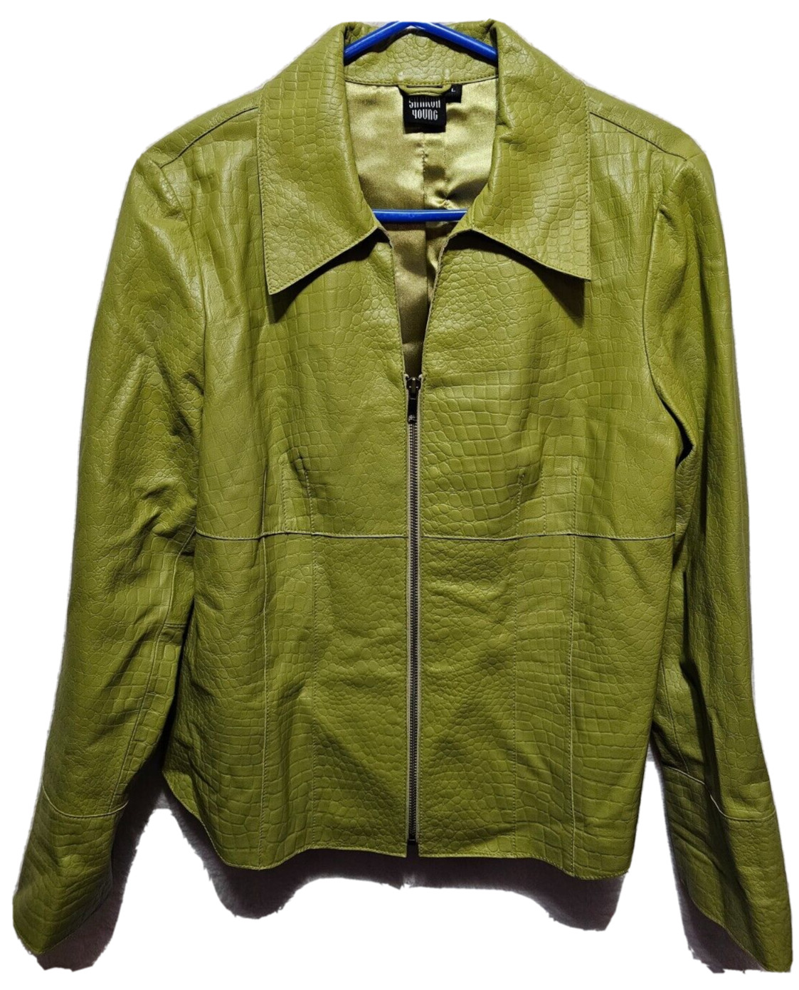 Sharon Young ♈Woman's 100% Leather Jacket size L~Pea … - Gem