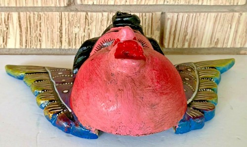 Mexican Folk Art Carved Wood Angel Cacheton Bust Wall Hanging Colonial ...