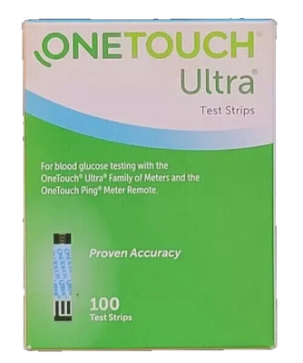 100 Box Pack One Touch Ultra Diabetes OneTouch Glucose BLUE Test Strips ...