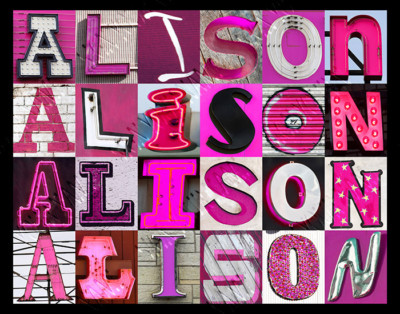 ALISON Name Poster featuring photos of actual PINK sign letters | eBay