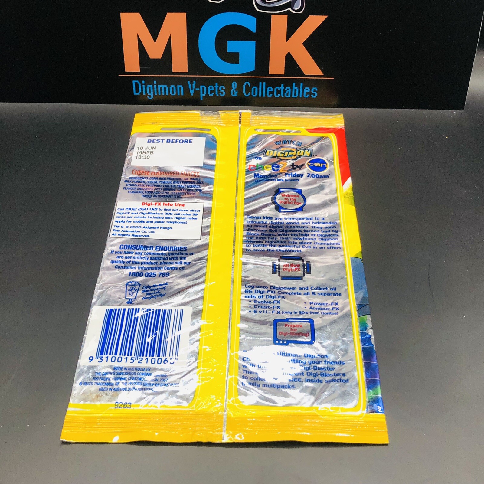 DIGIMON TWISTIES 3D Tazo Chip Packet Cheez TV 2000 Promo DIGI-FX HOLY ...