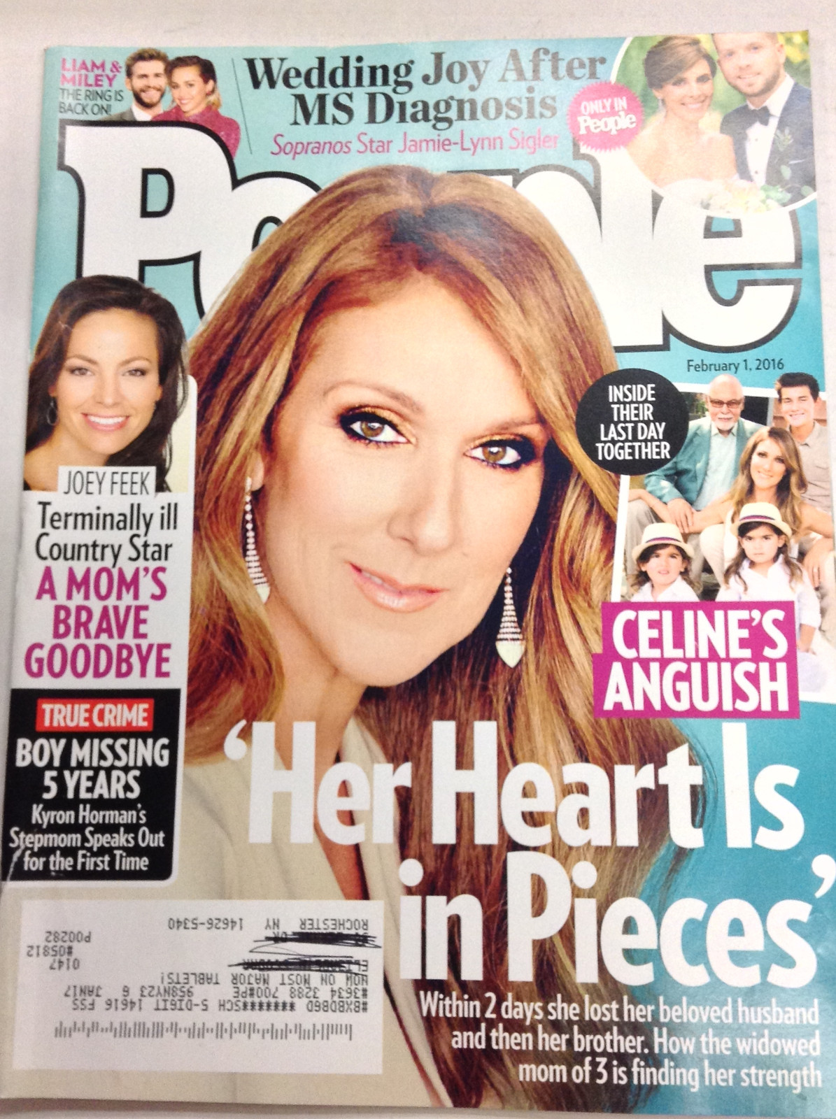 People Magazine Joey Feek Liam & Miley Cyrus February 1, 2016 ...