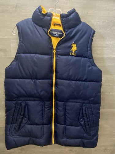 USPA Polo Assn Puffer Vest SZ XL Blue Yellow | eBay
