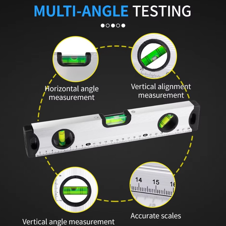 MAGNETIC 3 PIECE BUILDERS BUILDING SPIRIT LEVEL SET - 300, 600, 1000mm ...