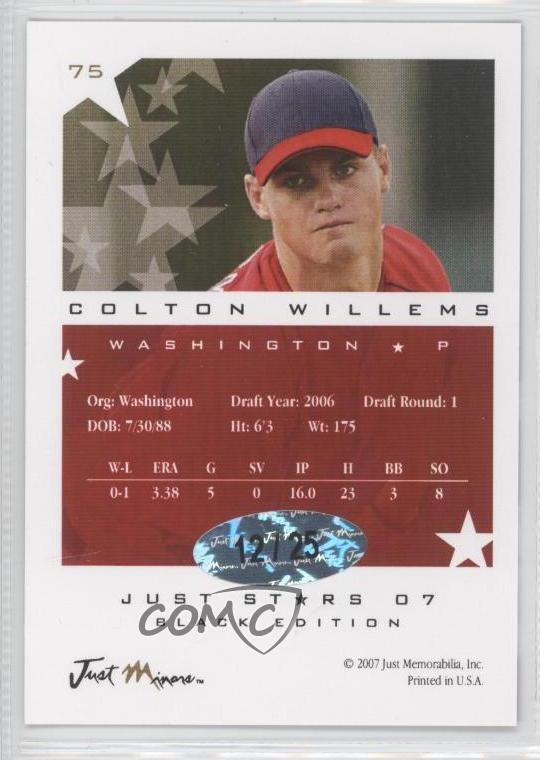 2007 Just Minors Stars Black /25 Colton Willems Colten #75 Auto | eBay