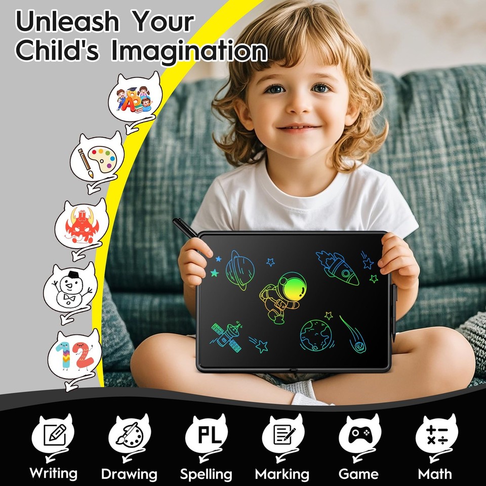 15 Inch LCD Writing Tablet for Kids, Large Drawing Pad, Rechargeable ...